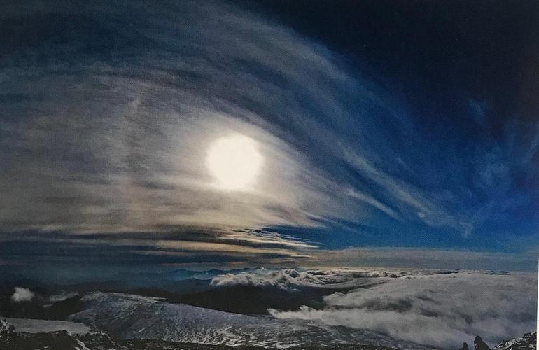Postcard, "Partial halo, haze, undercast..." – Mount Washington Observatory